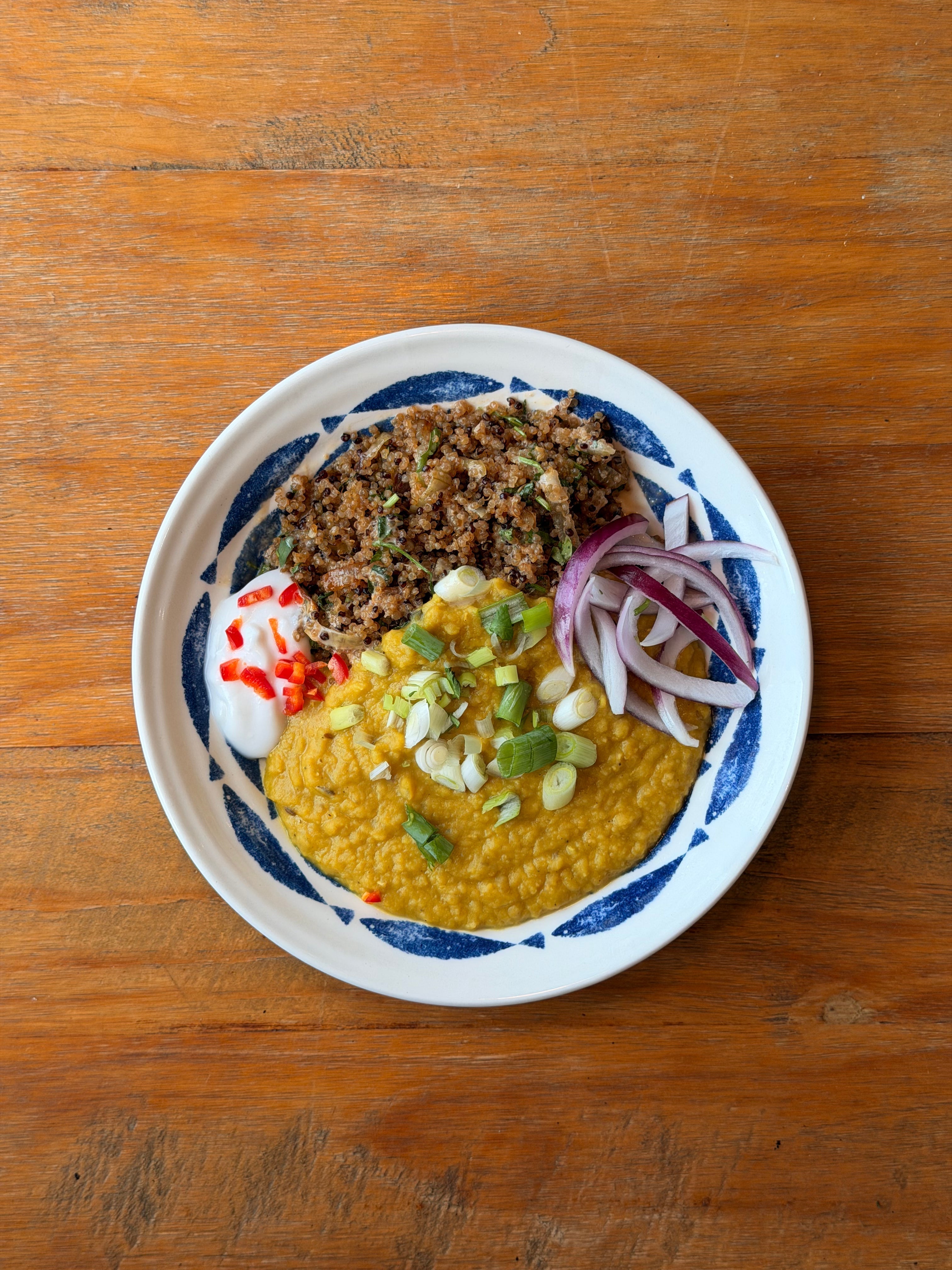 Tahini Quinoa Pilau & Tarka Dal Bowls with Spicebox